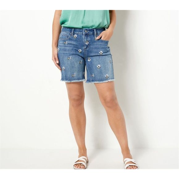 Laurie Felt | Shorts | Laurie Felt Daisy Denim Weekender Shorts Floral ...